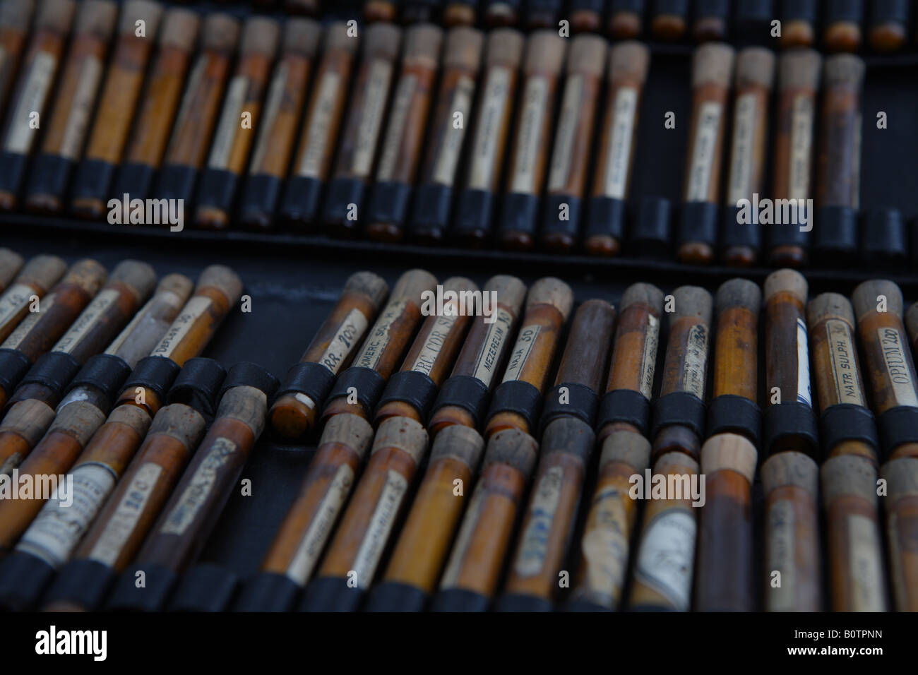Old vials of homeopathic medication, in a row, close up Stock Photo - Alamy