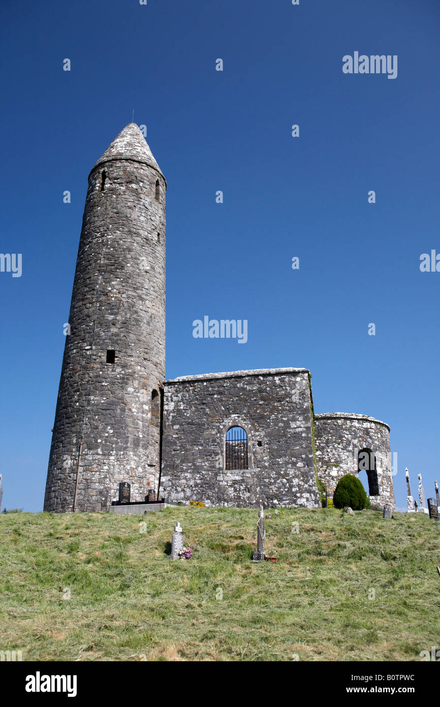 turlough round tower with graveyard and churchyard county mayo republic ...