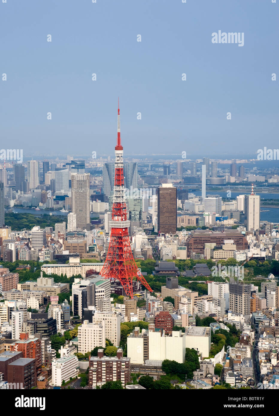 View of Tokyo Tower in daytime with cityscape of Tokyo 2008 Stock Photo ...