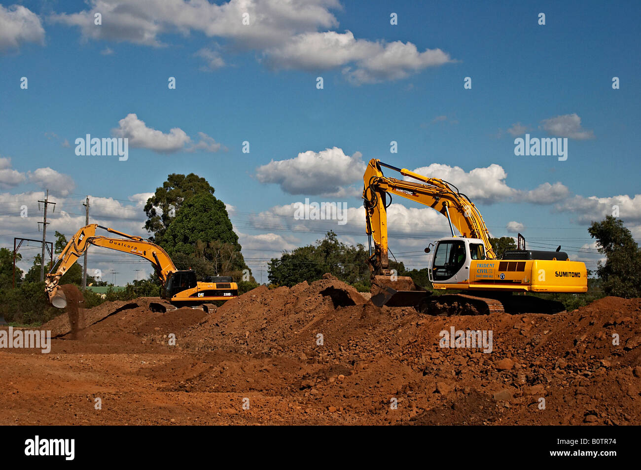 Construction Excavation - Hydraulic Excavator - Backhoe Stock Photo - Alamy