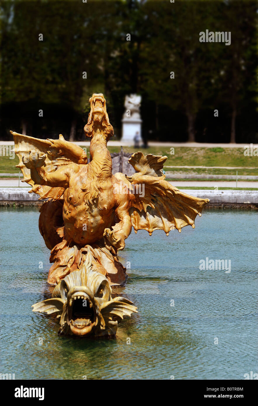 The winged Dragon fountain in the gardens of Versailles Paris France ...