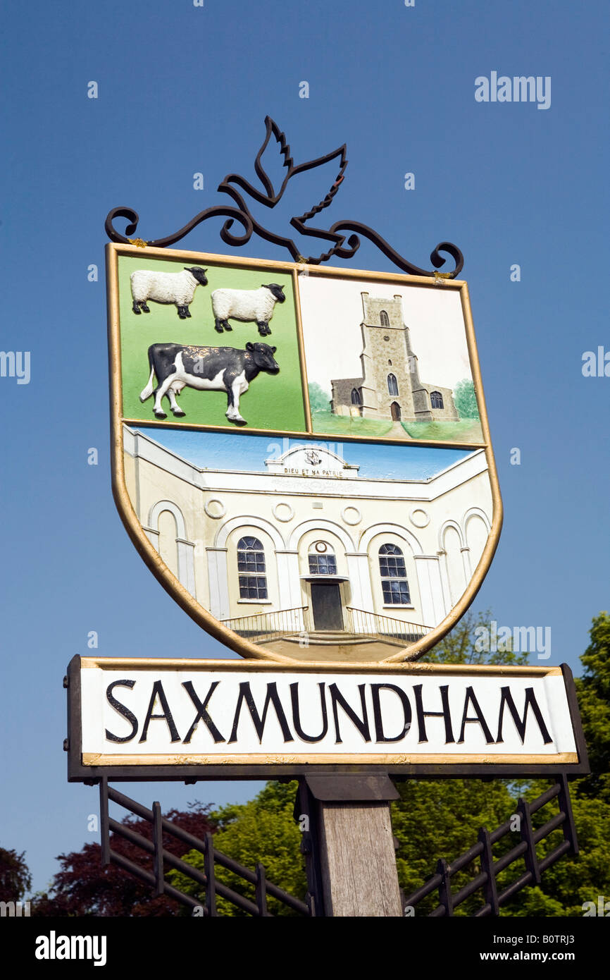 UK England Suffolk Saxmundham town sign Stock Photo - Alamy