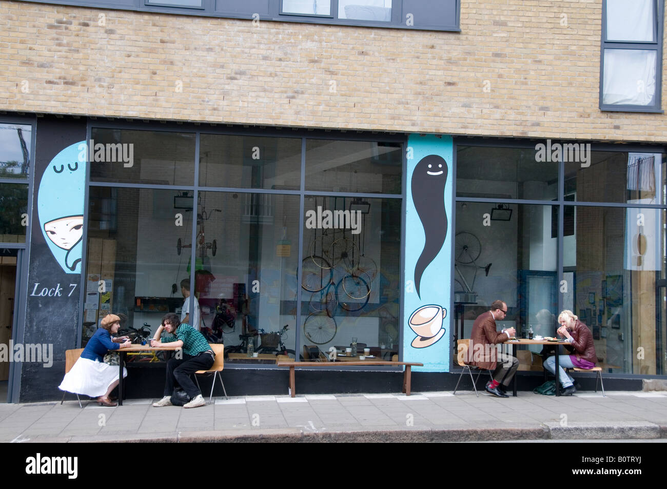 London May 24th 2008 Lock Seven Cafe and bicycle shop Hackney ,with ...