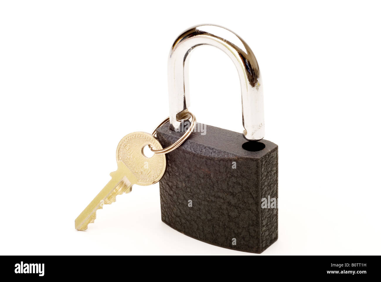 Lock and key on white background Stock Photo - Alamy