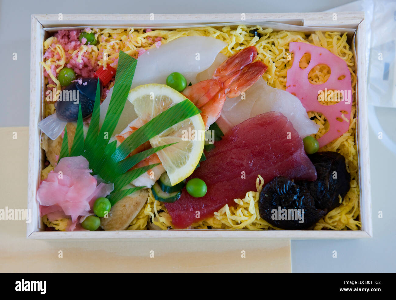 Japan. Bento box meal bought at a railway station before a train ...