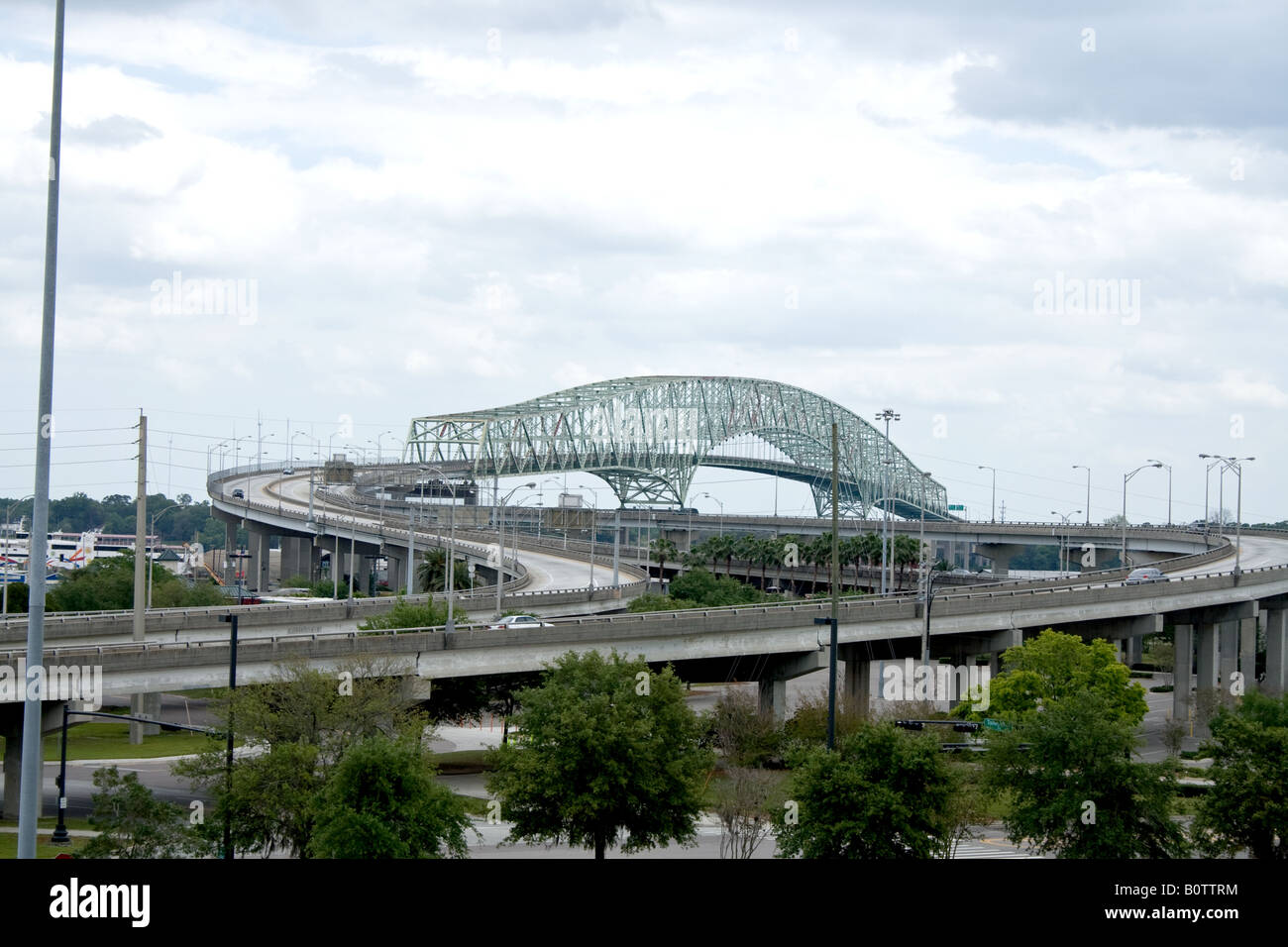 Winding roadways to the Hart bridge by Jacksonville Stadium Stock Photo ...