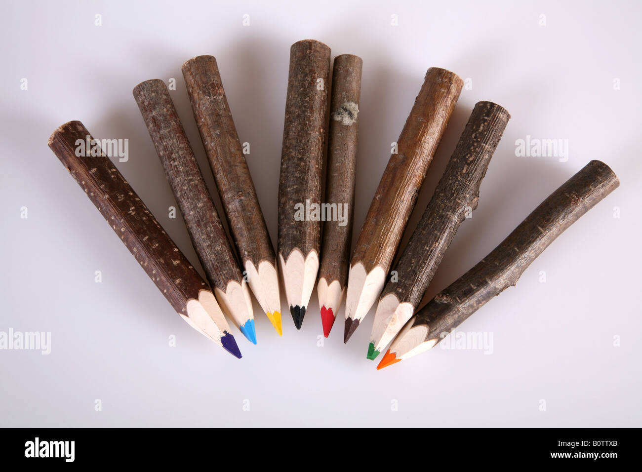 Eight wooden Coloured Pencils Stock Photo - Alamy