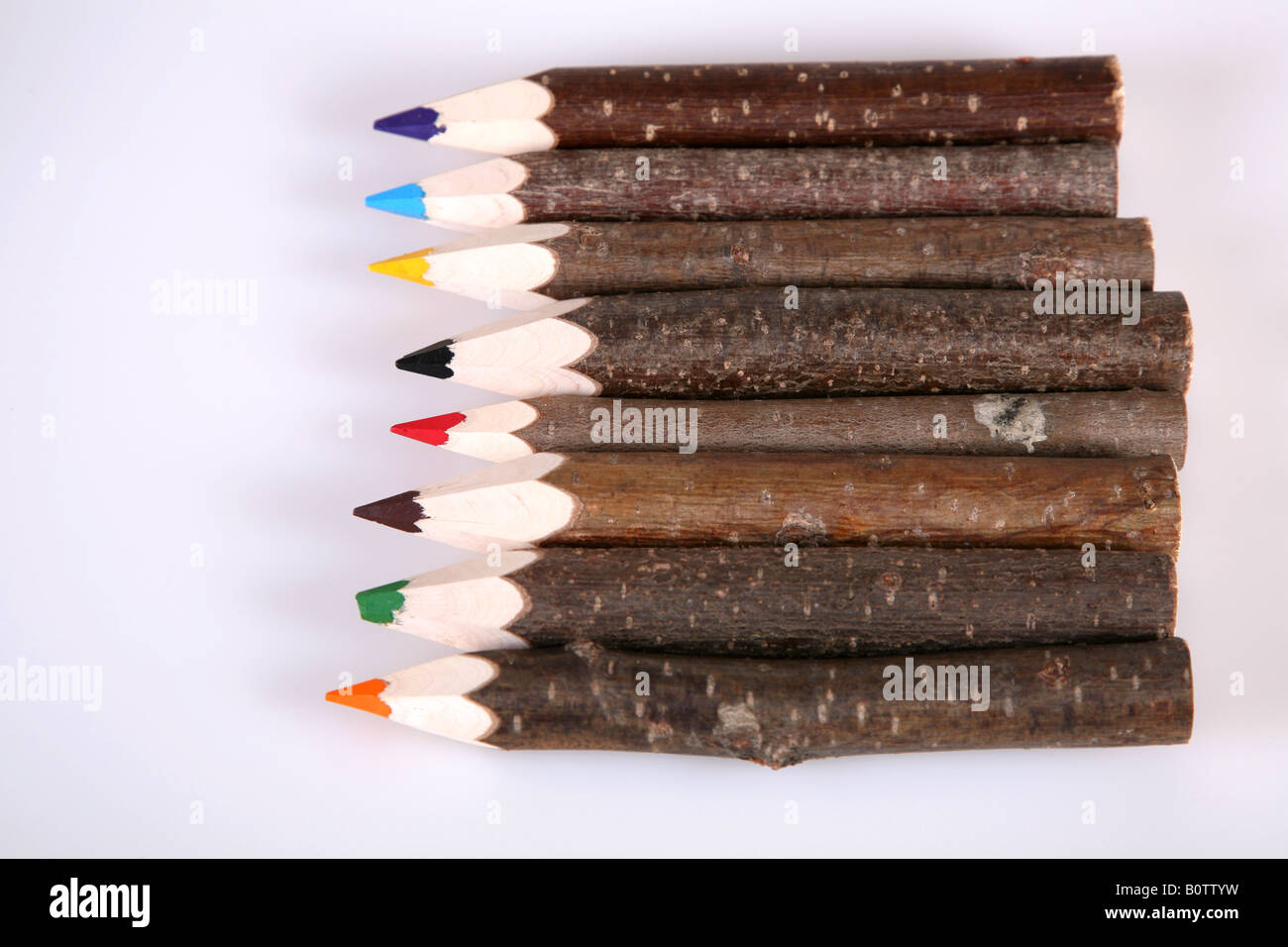 Eight wooden Coloured Pencils Stock Photo - Alamy