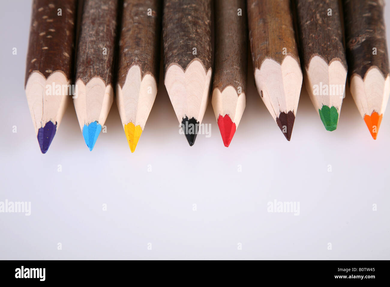 Eight wooden Coloured Pencils Stock Photo - Alamy