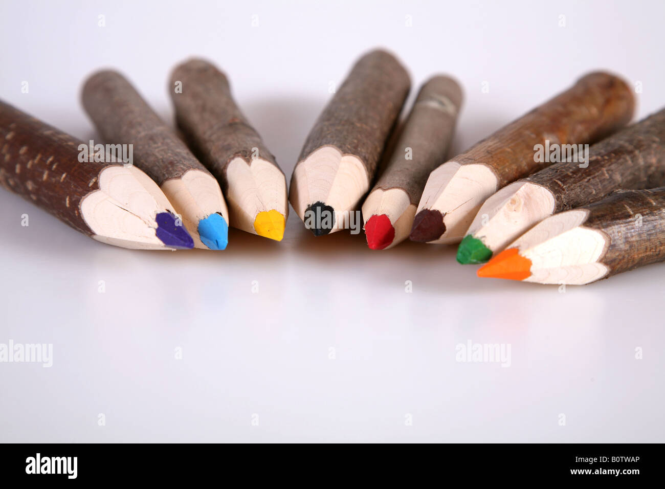 Eight wooden Coloured Pencils Stock Photo - Alamy