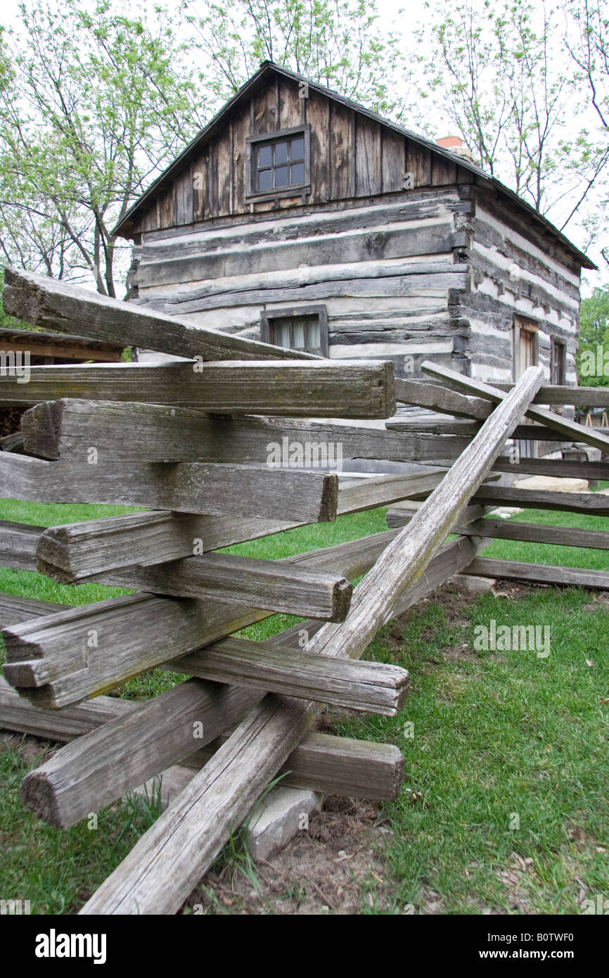 Log House - 1843. Naper Settlement 19th century Village Museum Stock ...