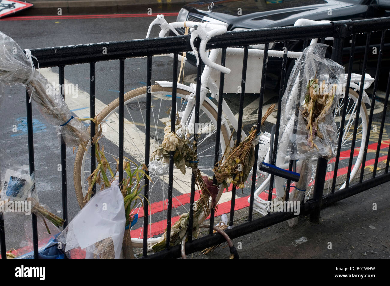 London May 24th 2008 Ghost bike, a memorial to cyclist killed in ...