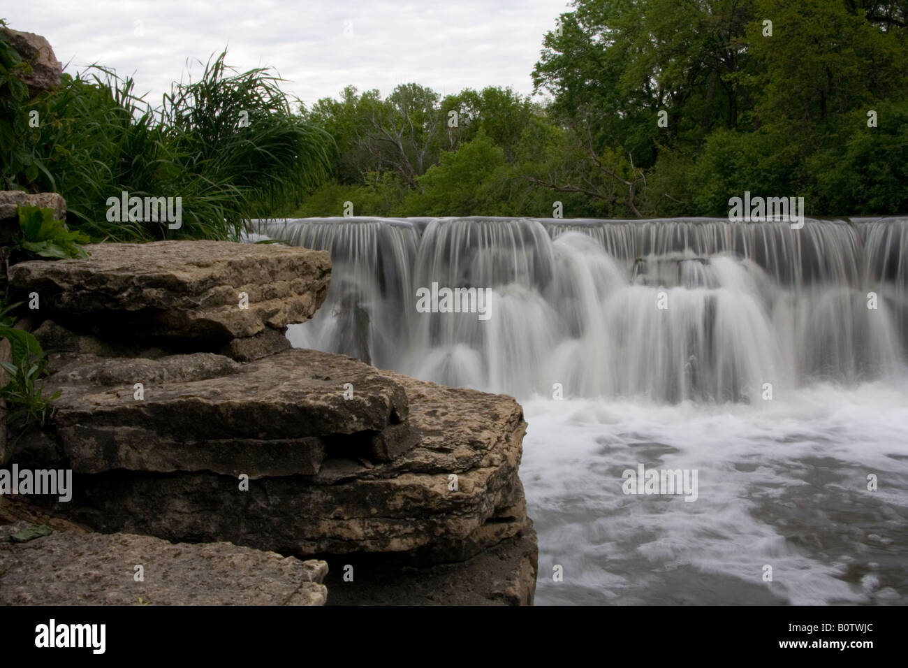 Waterfall. West Branch Dupage River.Warrenville Grove Forest Preserve ...
