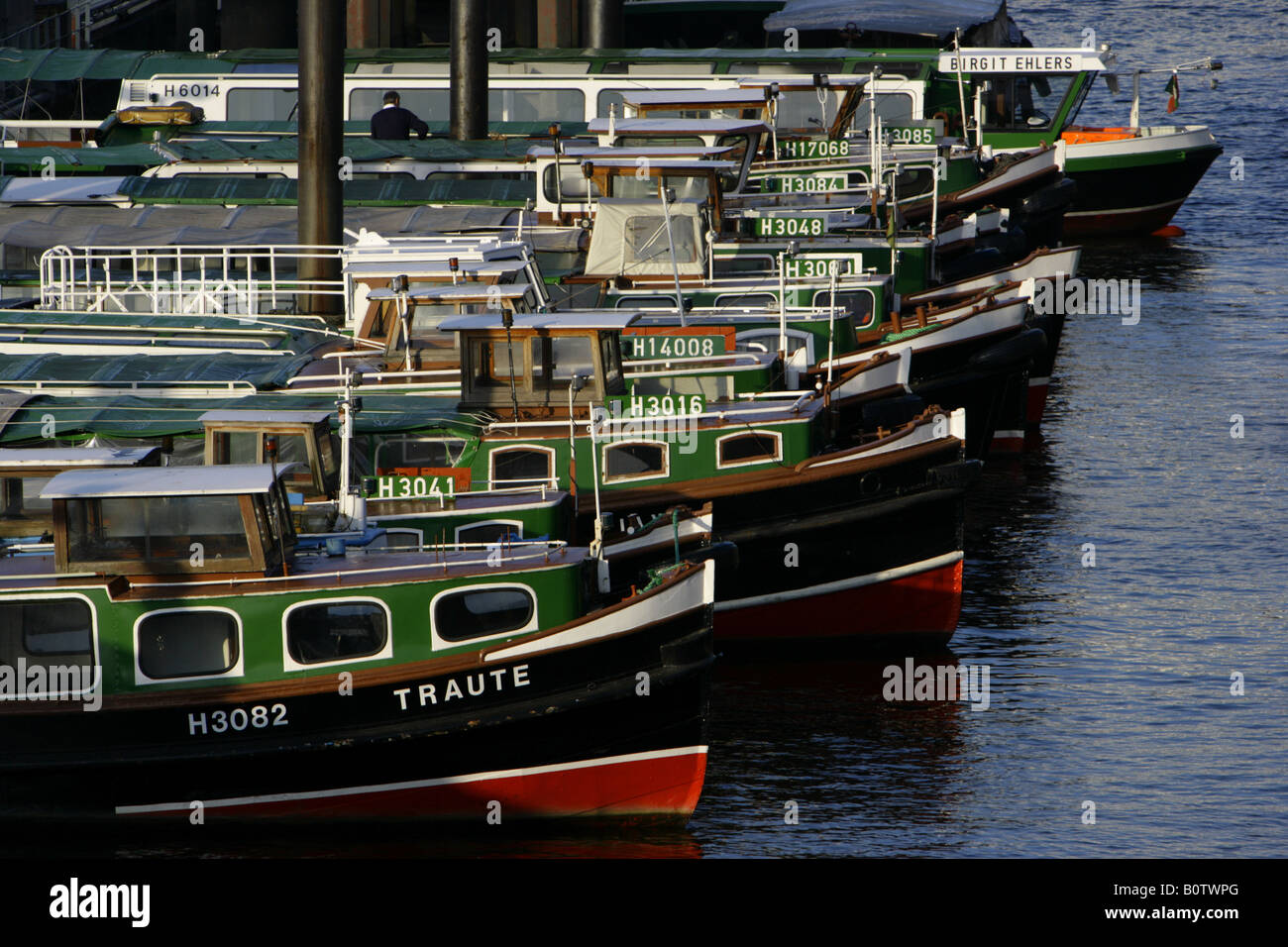 Typical harbour cruise boats in Hamburg, Germany Stock Photo - Alamy