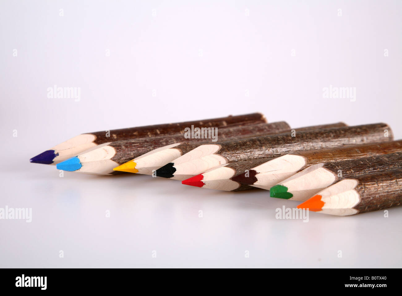 Eight wooden Coloured Pencils Stock Photo - Alamy