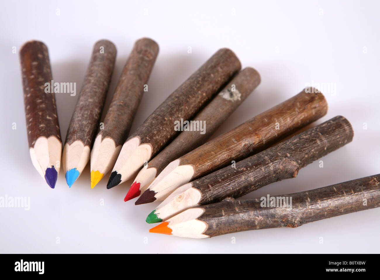 Eight wooden Coloured Pencils Stock Photo - Alamy