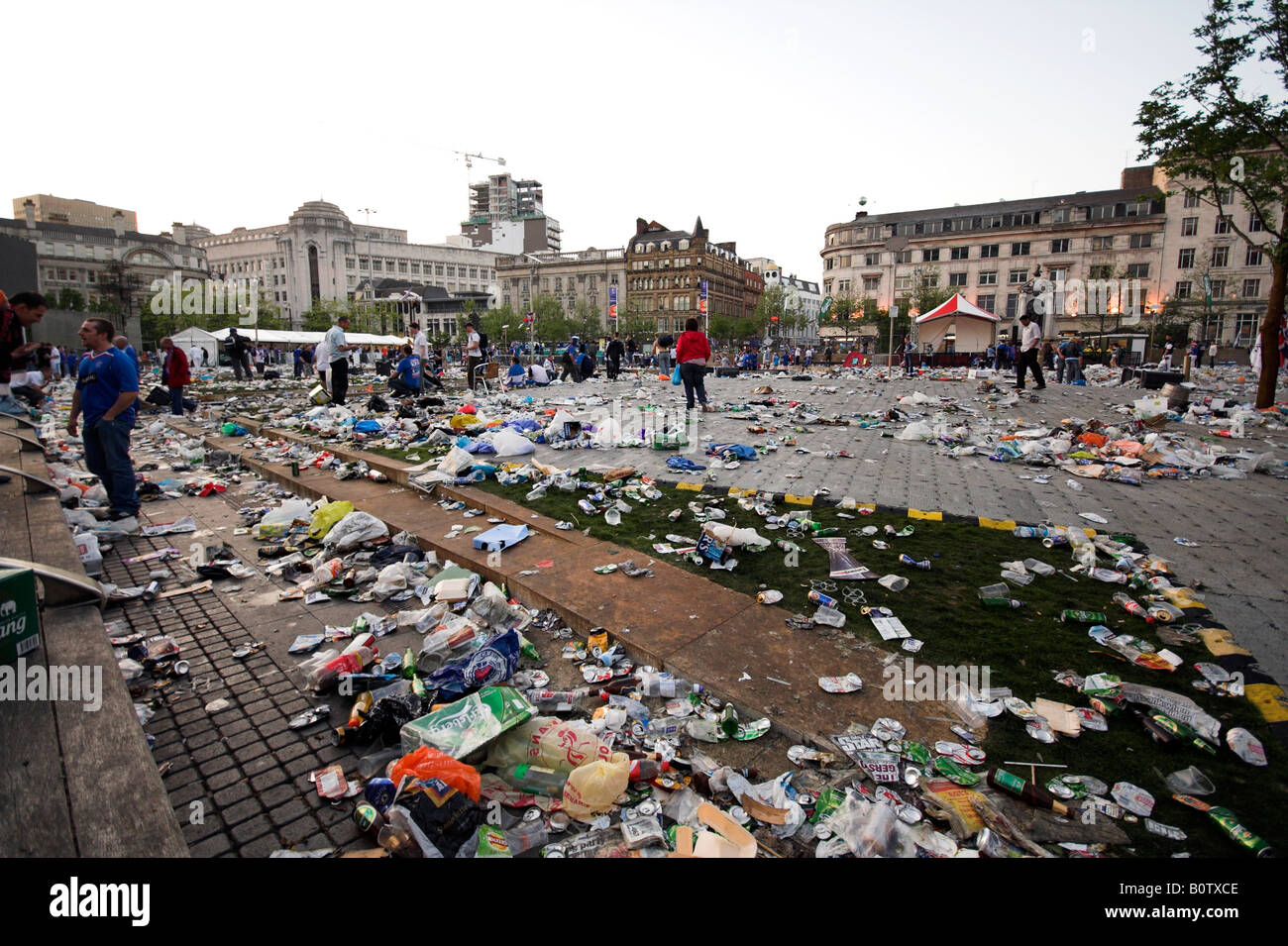 Litter strewn Piccadilly during Rangers v Zenit St Petersburg, UEFA ...