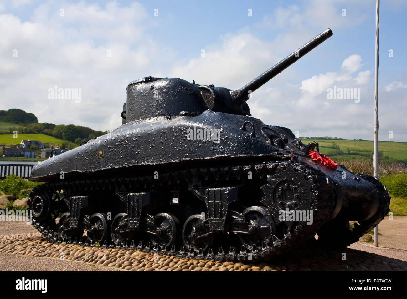Historic tank war memorial at Torcross Devon England UK Stock Photo - Alamy