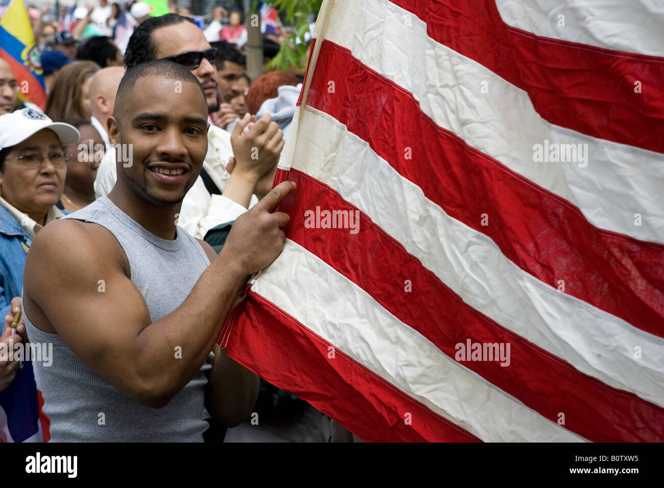 Immigrants with us flag hi-res stock photography and images - Alamy