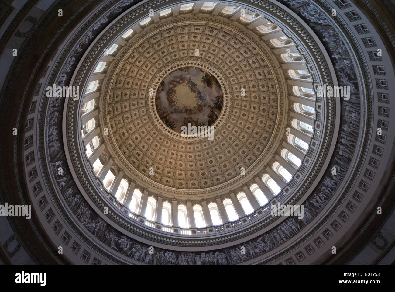 Washington DC the Capitol the fresco and frieze decorations of the dome ...