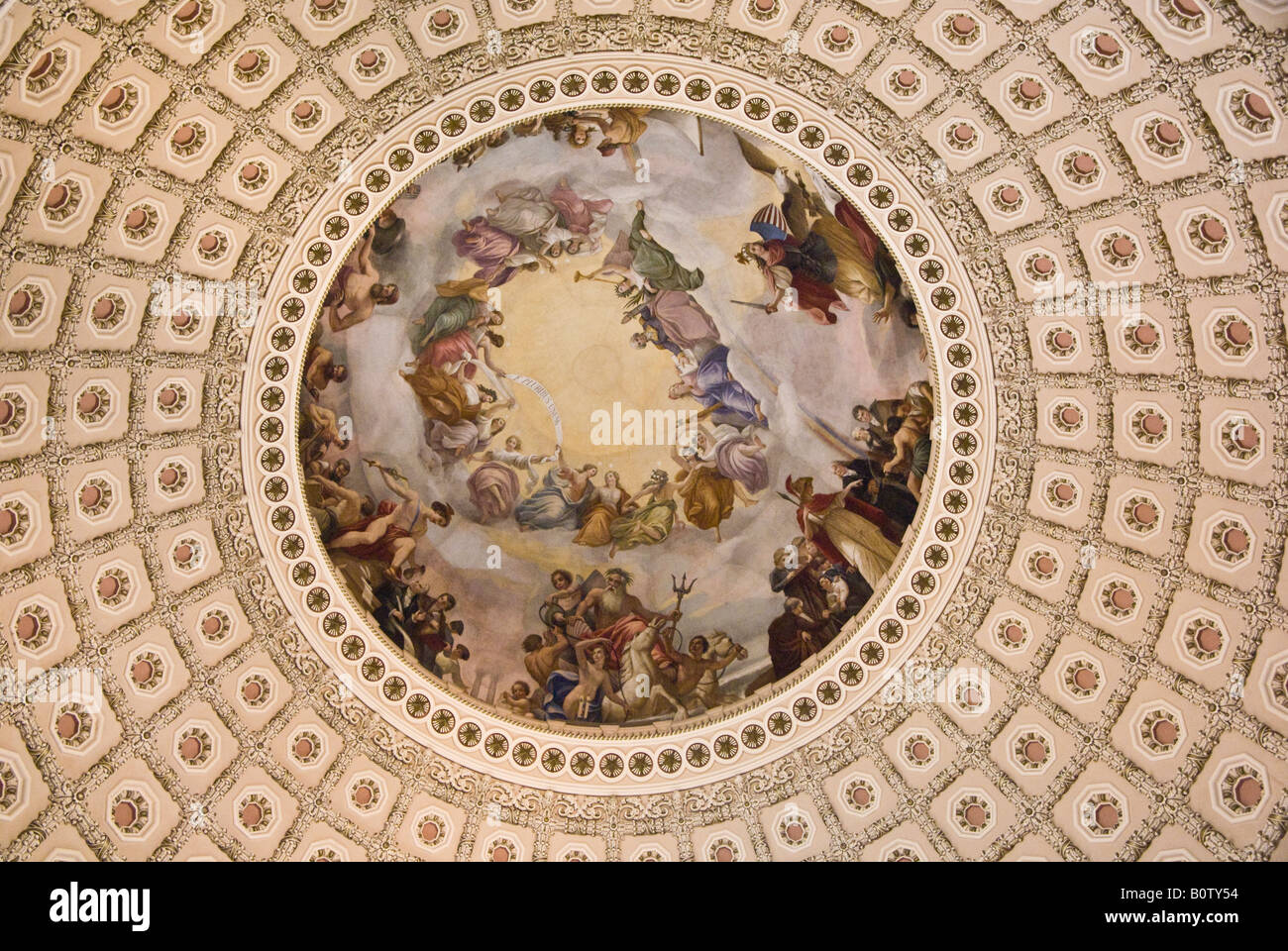 Washington DC the Capitol the fresco and frieze decorations of the dome ...
