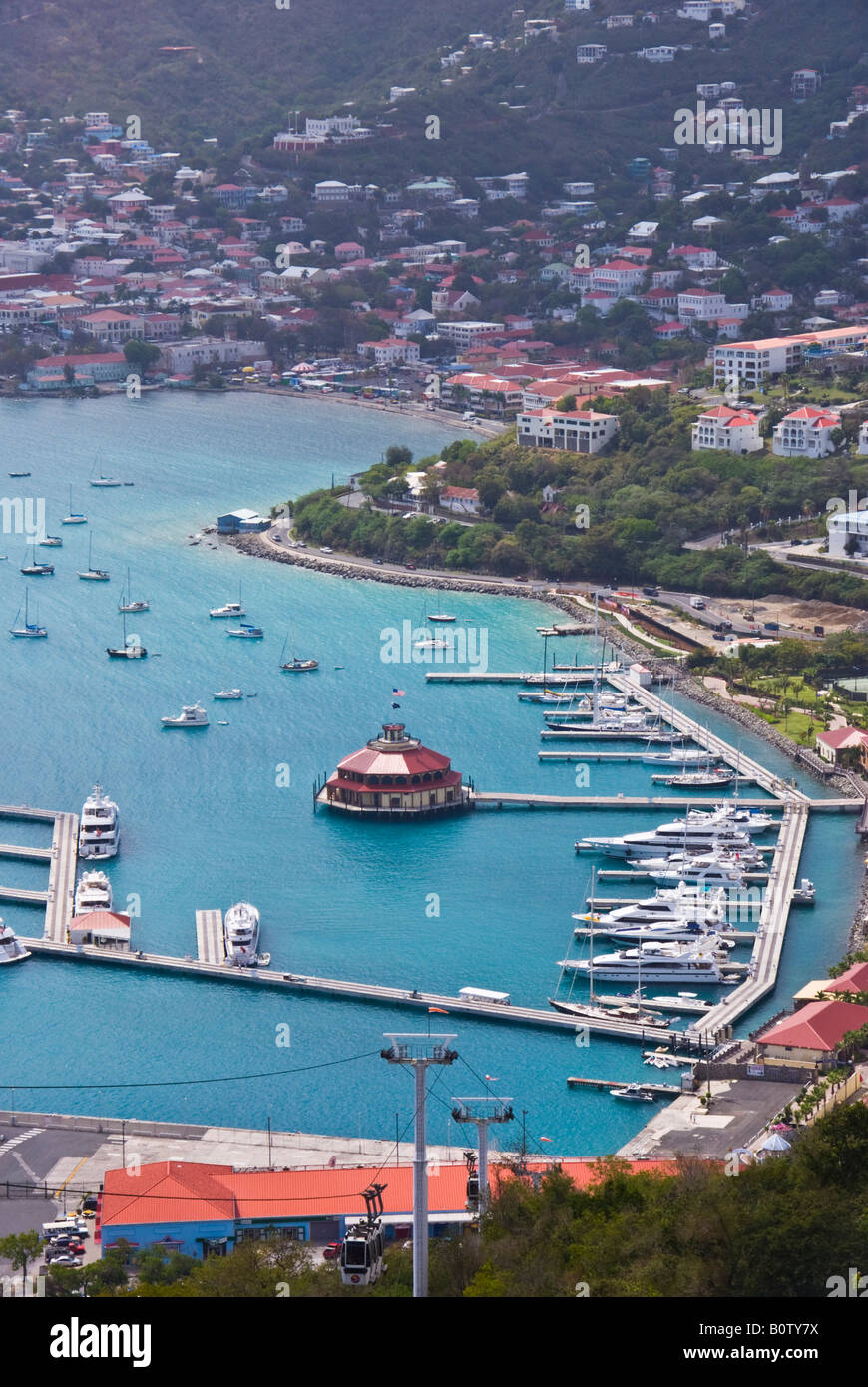 US Virgin Islands St Thomas Charlotte Amalie harbour view from height ...