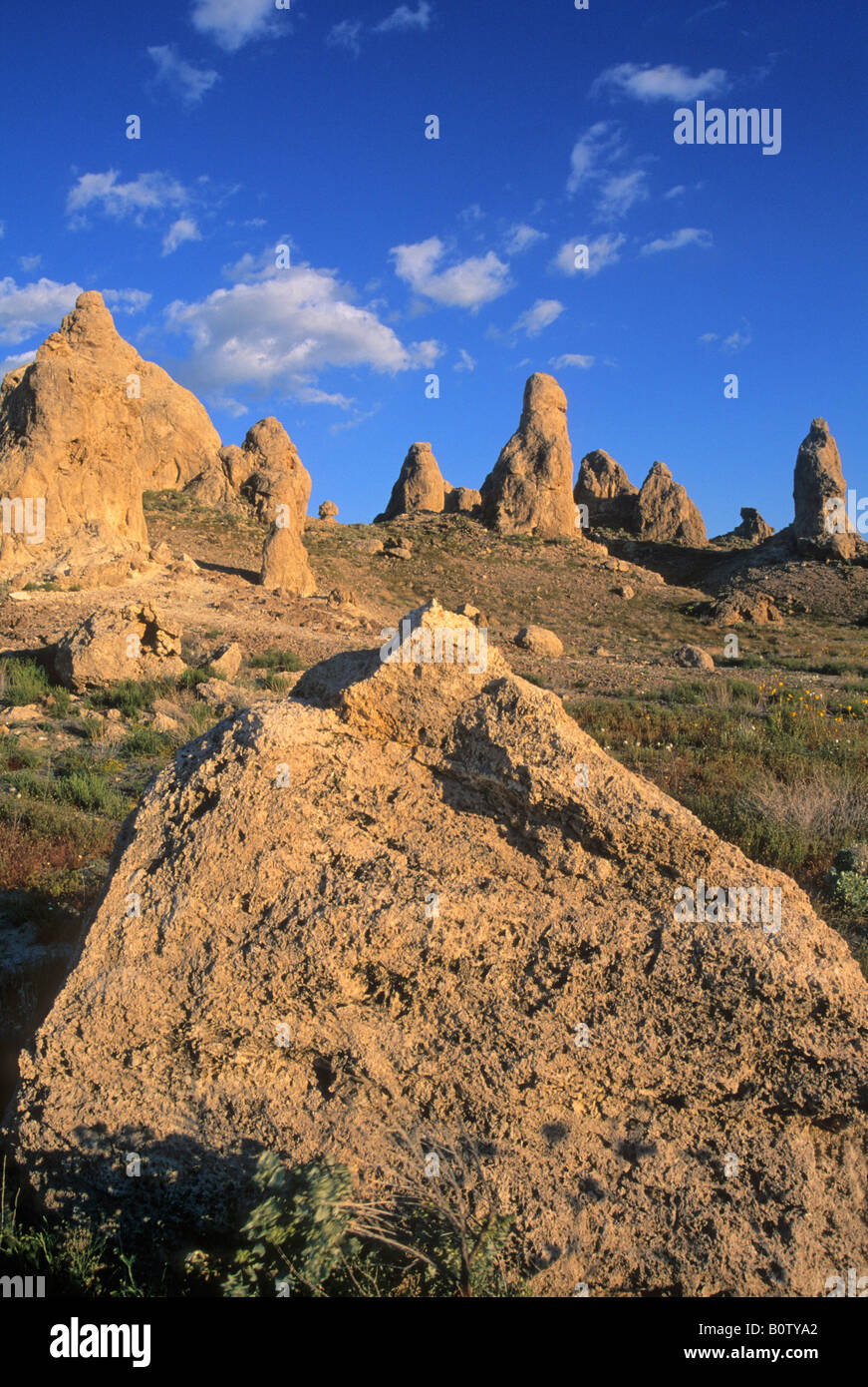 Eroded tufa spires at Trona Pinnacles National Landmark, California ...