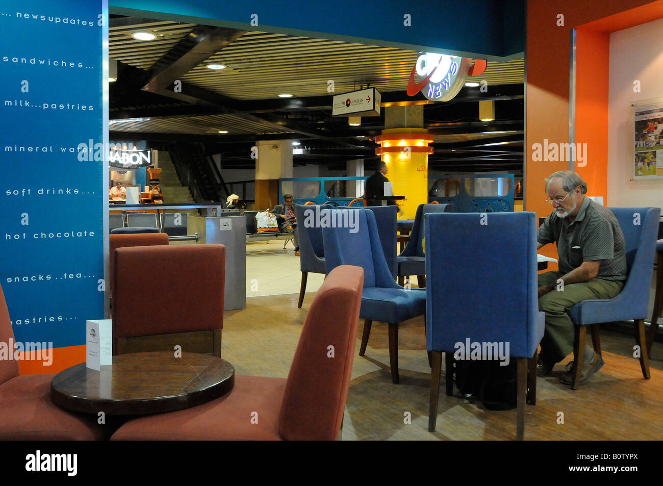 Restaurant inside the departure hall in Queen Alia International ...