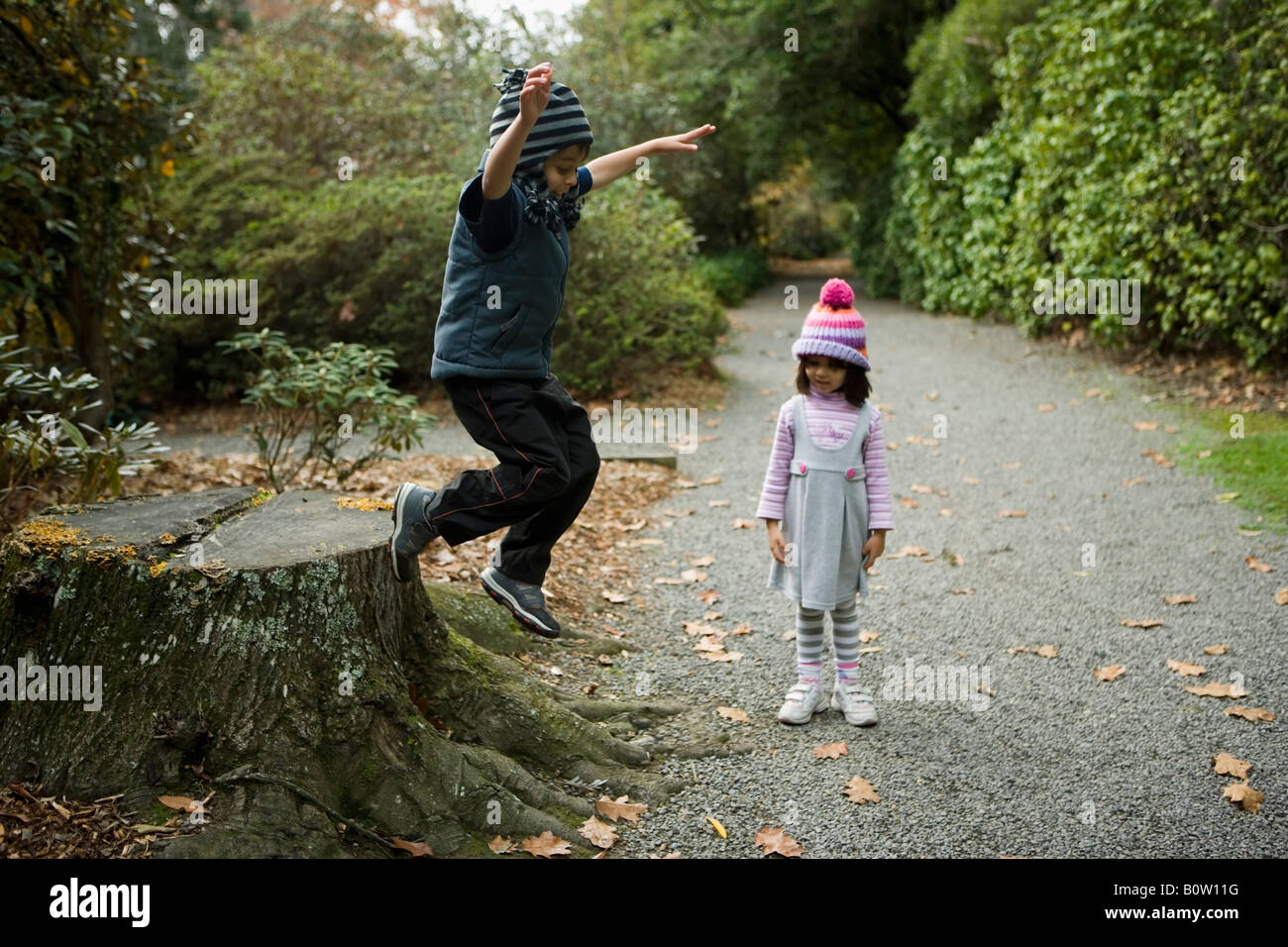 Child leaping from tree hi-res stock photography and images - Alamy