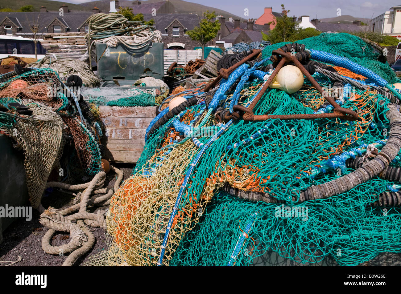 A pile of green fishing nets in Dingle Ireland Stock Photo - Alamy