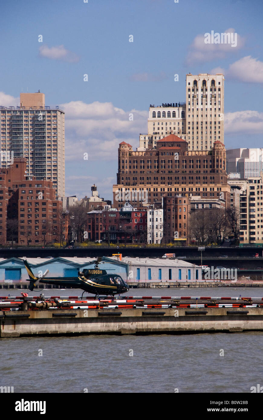 New York city Manhattan island docks helipad Stock Photo - Alamy