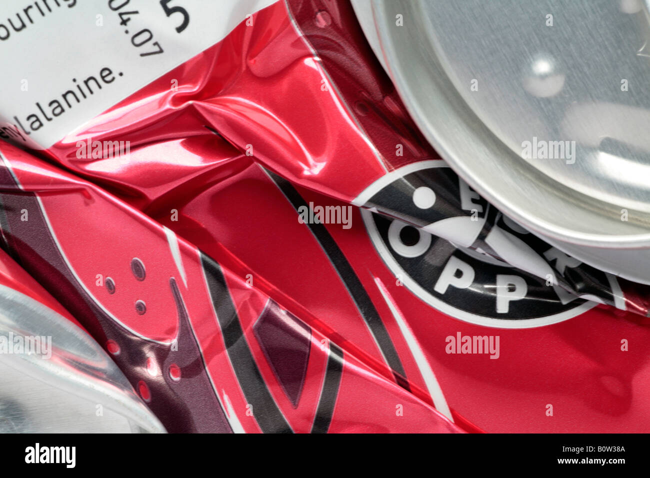 Close up image (macro) of a squashed red soft drinks can Stock Photo ...