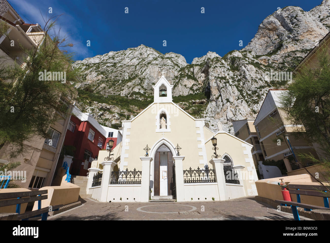 Gibraltar Our Lady of Sorrows church in Catalan Bay Stock Photo - Alamy
