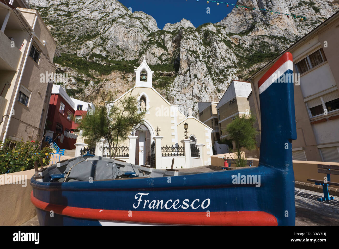 Gibraltar Our Lady of Sorrows church in Catalan Bay Stock Photo - Alamy