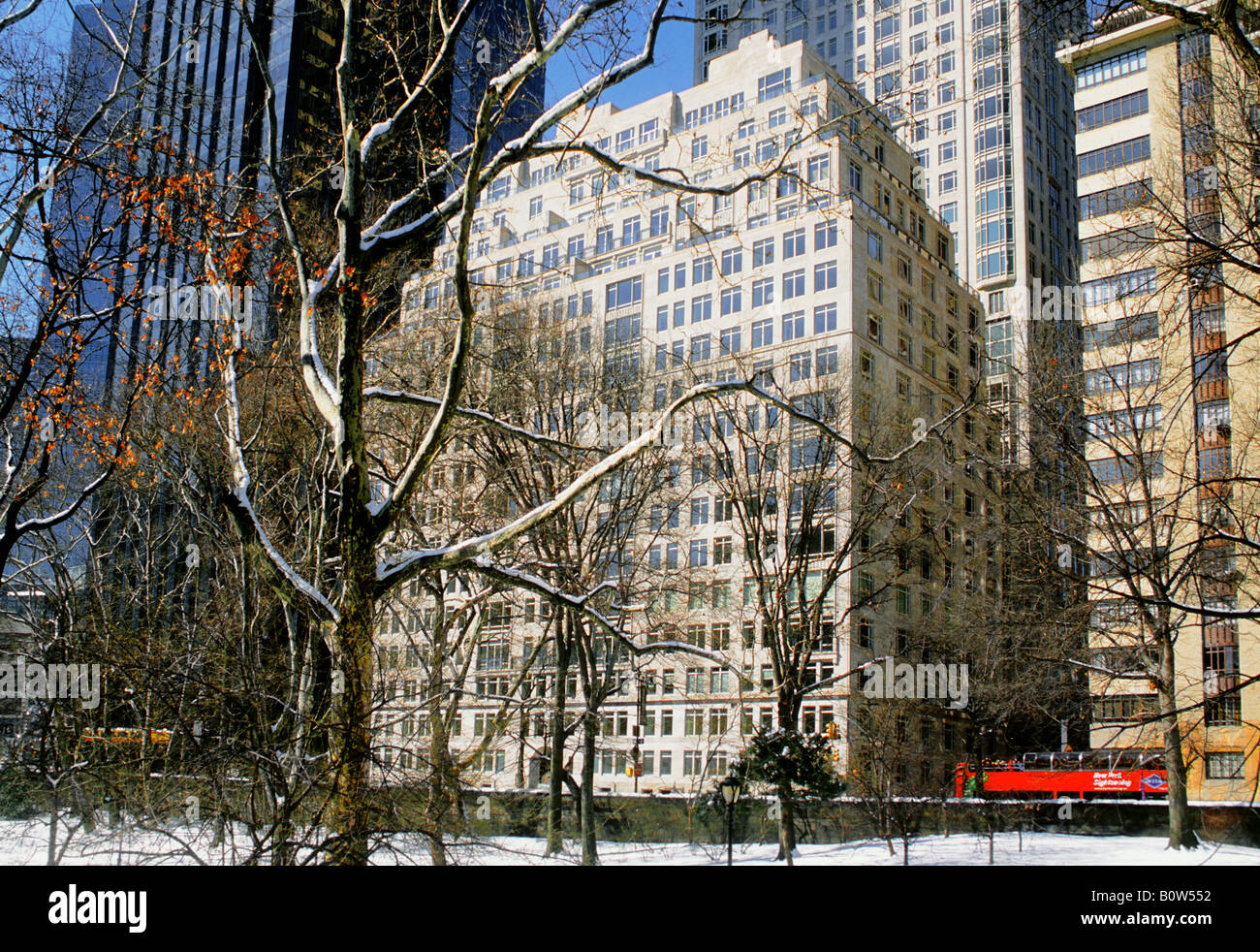 New York City 15 Central Park West City Snow Scene NYC USA Stock Photo ...