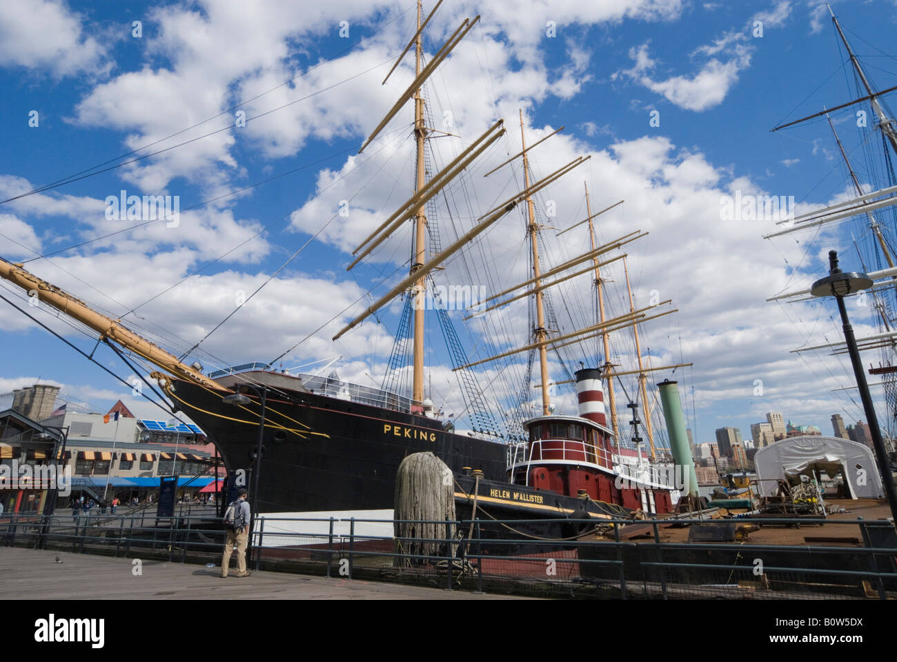 New York city Manhattan island docks historic 1911 clipper Peking at ...