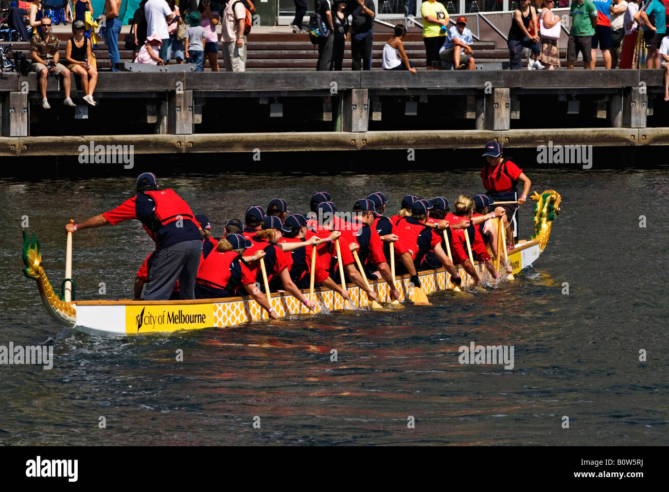 Melbourne Festivals / A Competing Dragonboat team in action in one of ...