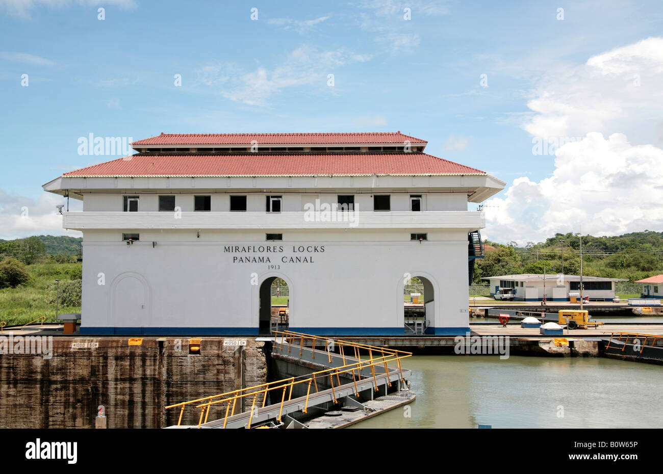Panama Canal Miraflores Locks visitor center and buildings Stock Photo ...