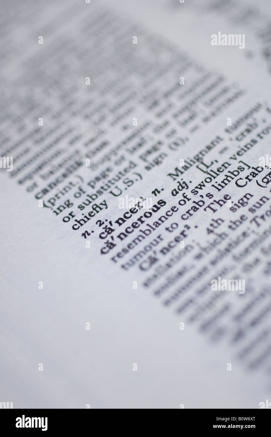 Close up of the word cancer in a dictionary Stock Photo - Alamy