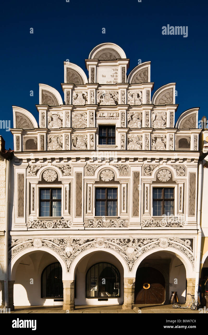 Building in the historic centre of Telc, Czech Republic, Europe Stock ...