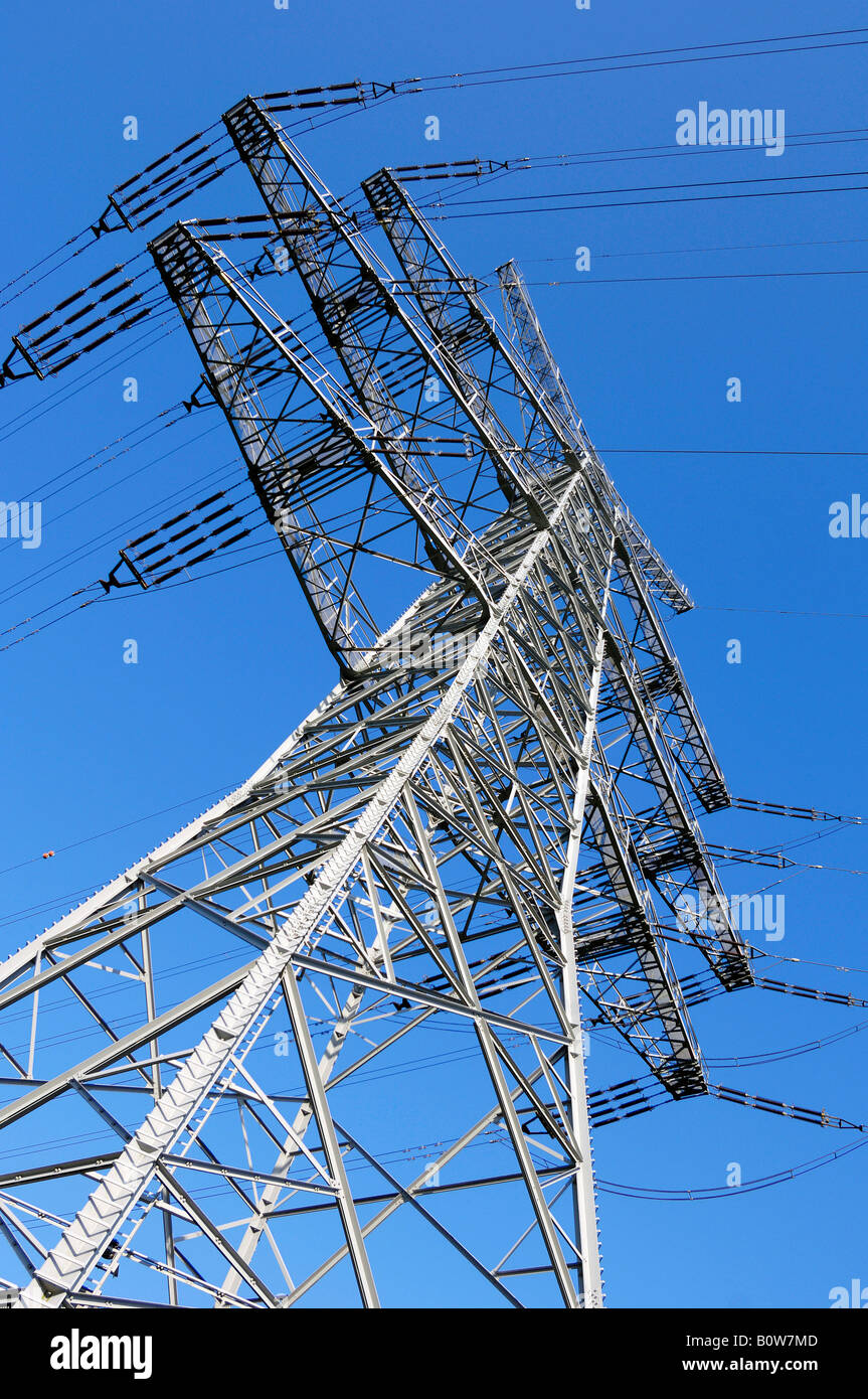 Electricity pylon, transmission mast, Altes Land, Lower Saxony, Germany ...