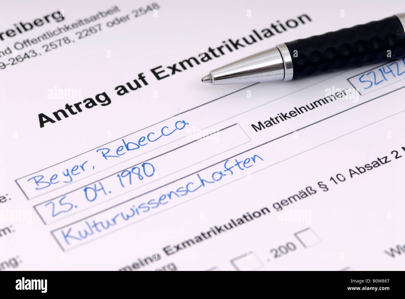 Exmatrikulation (Ger. for removal from student registry Stock Photo - Alamy