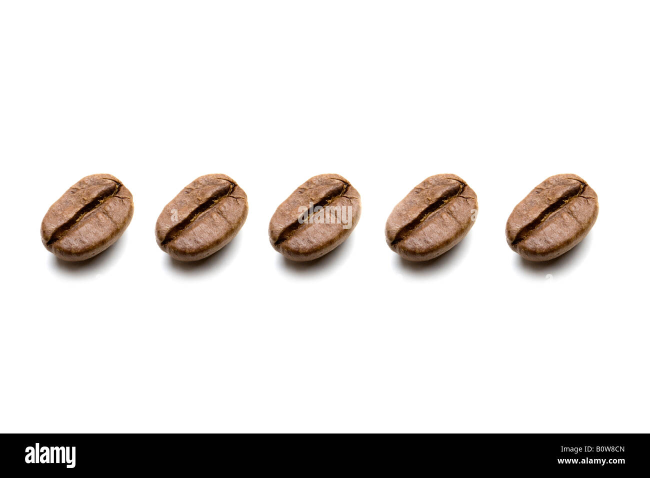 Coffee beans, identical, in a row Stock Photo - Alamy