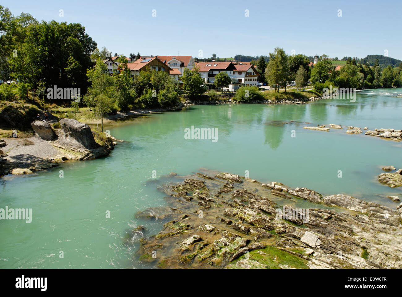 Lechbruck on the Lech River, Ostallgaeu, Swabia. Bavaria, Germany ...
