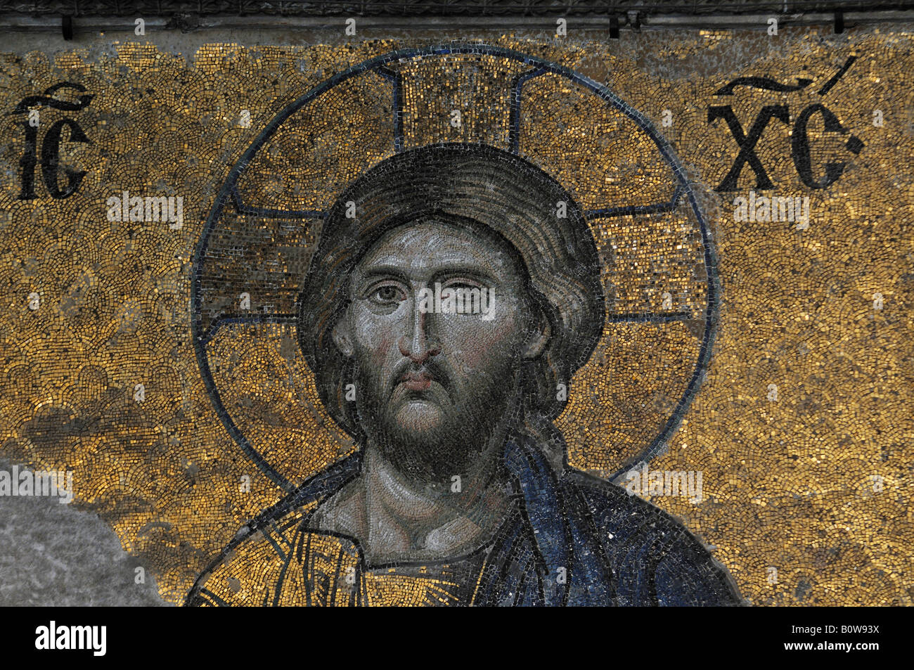 Byzantine mosaic of Jesus in the Hagia Sophia, Istanbul, Turkey Stock ...