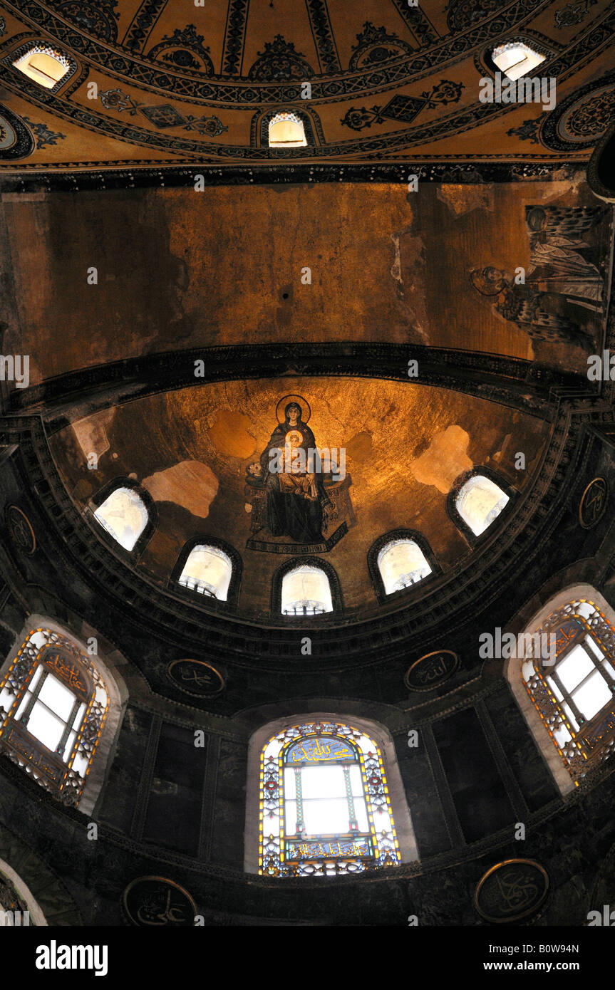 Ceiling vault decorated with Byzantine mosaics of the Virgin Mary with ...