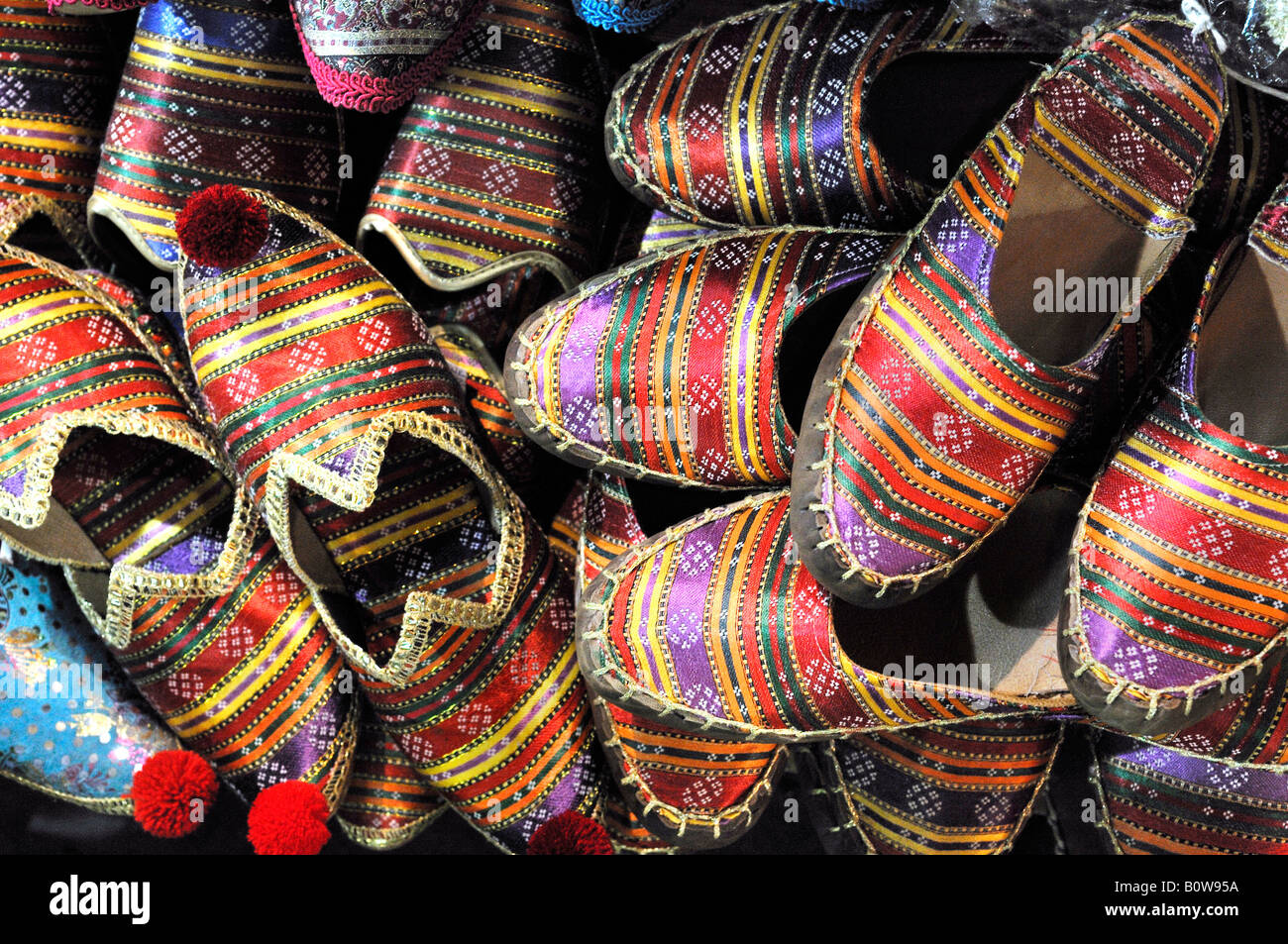 Colourful shoes for sale at the Grand Bazaar in Istanbul, Turkey Stock ...