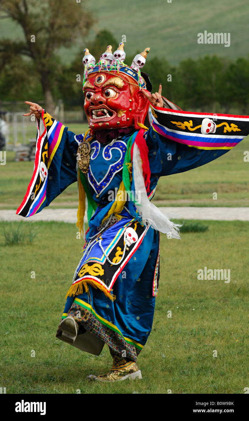 War God, dancing daemon wearing a traditional Tibetan Buddhist dance ...