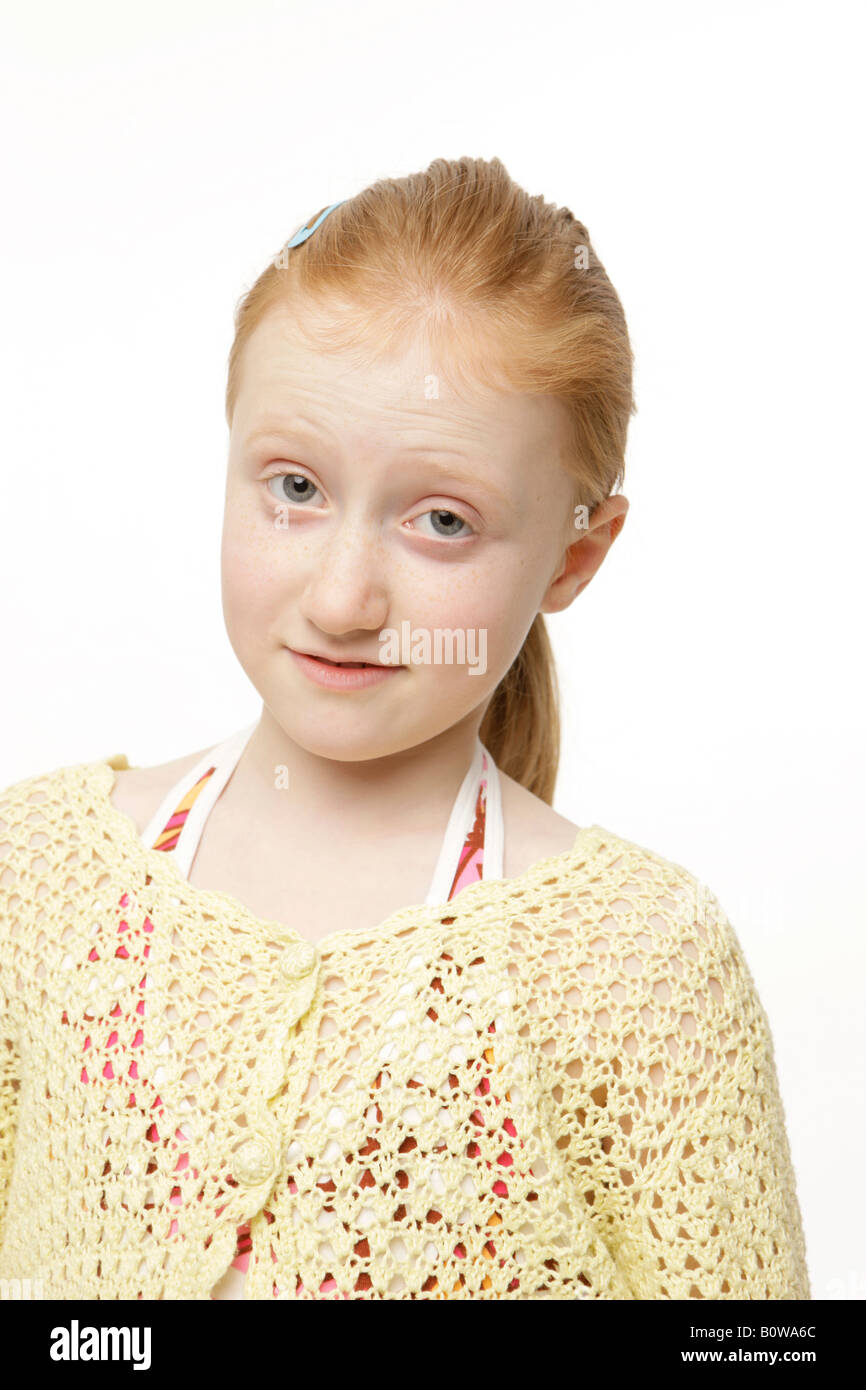 8-year-old girl, sceptical Stock Photo - Alamy