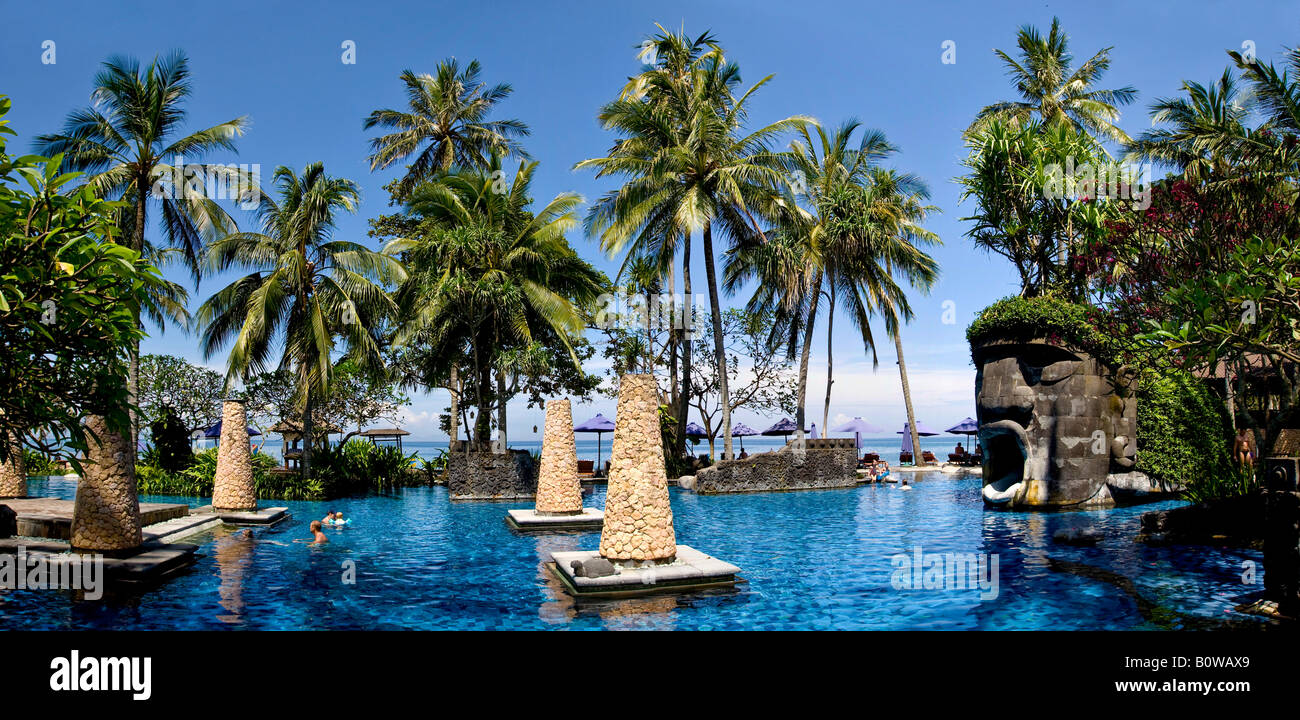 Swimming pool complex of the Sheraton Hotel near Senggigi, Lombok ...